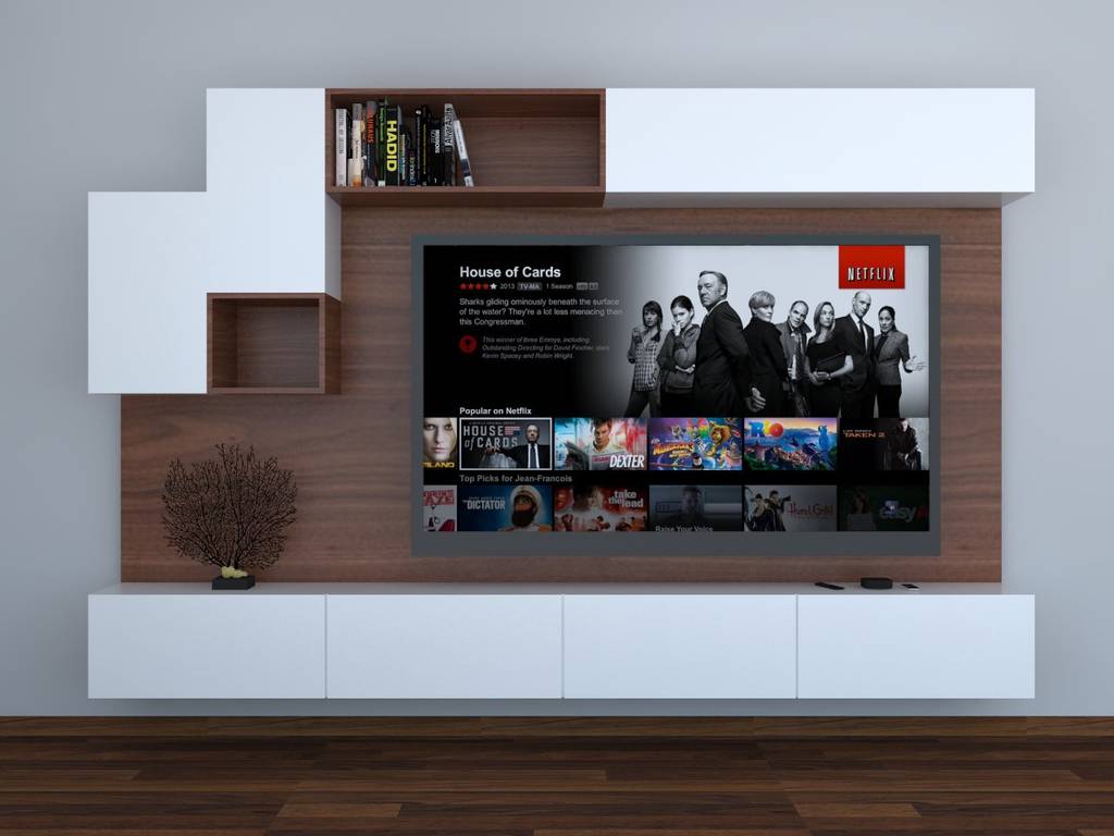 Centro tv – mdf blanco + mdf parota / render 2 | homify