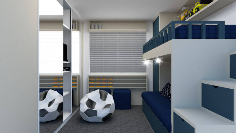 Guarda roupa com portas espelhadas e tv embutida internamente | homify