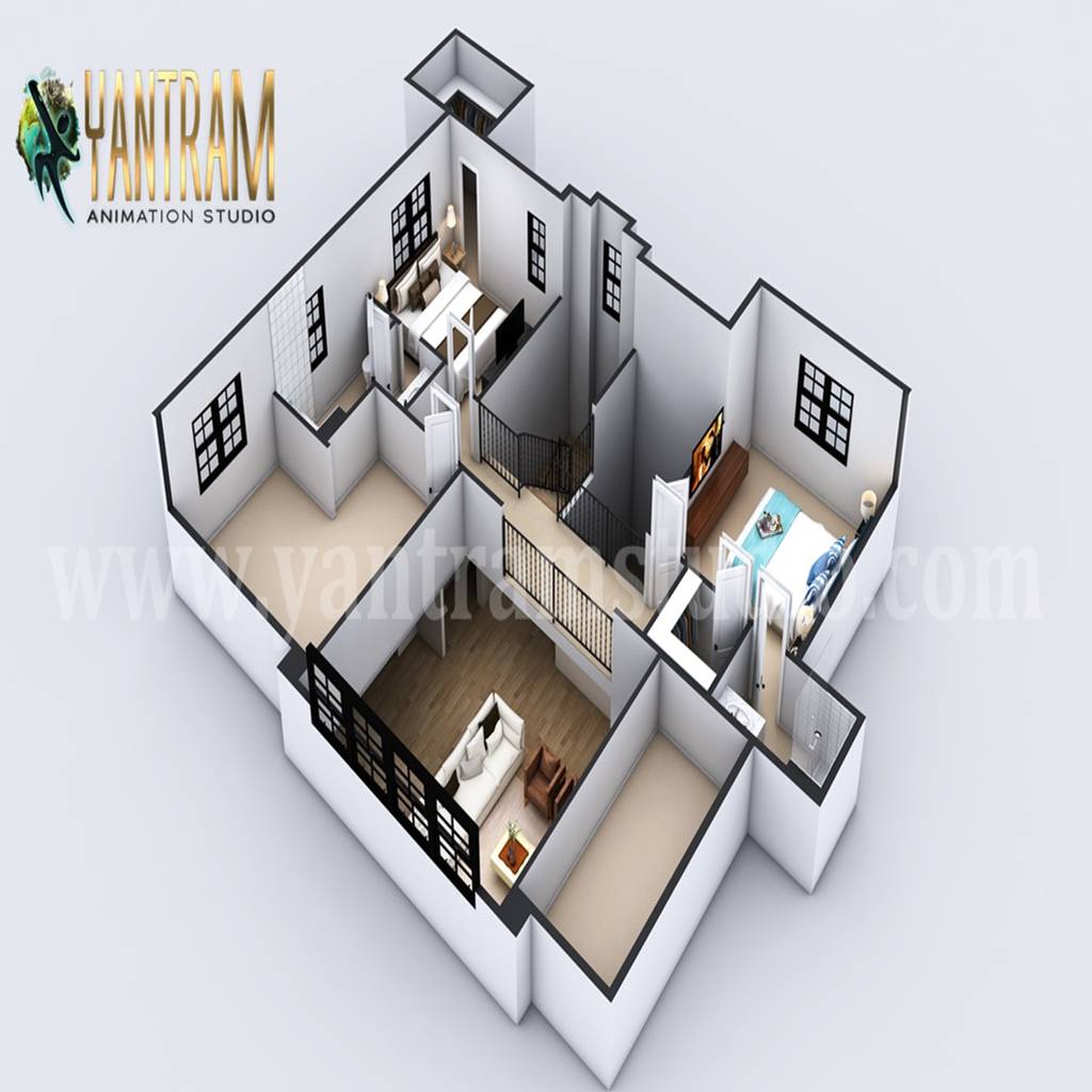 Second floor virtual floor plan designer by architectural animation ...