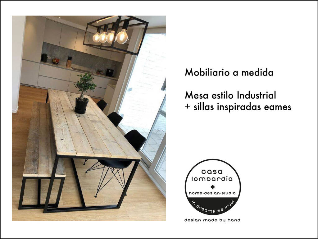 Mesa de madera y metal con banca | homify