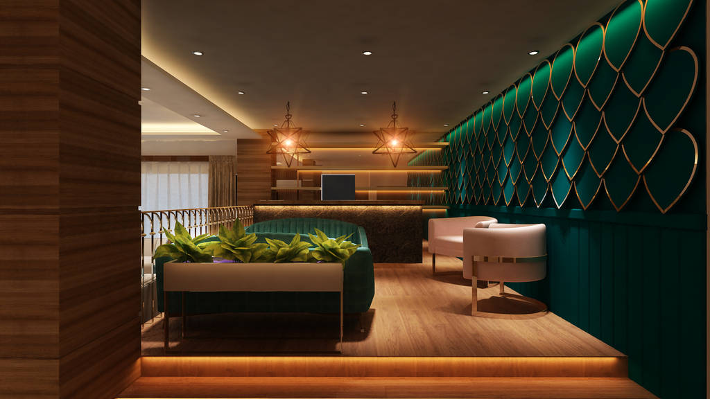 Private bar lounge , wall treatment , mirror paneling , family lounge ...