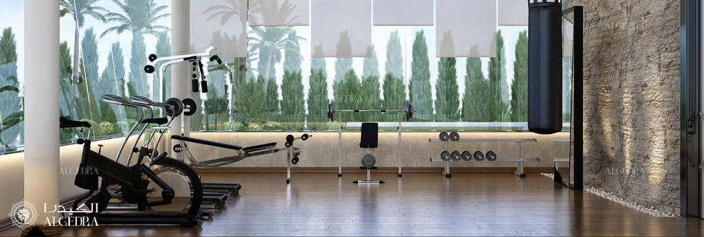 Gym interior of contemporary deluxe villa in dubai | homify