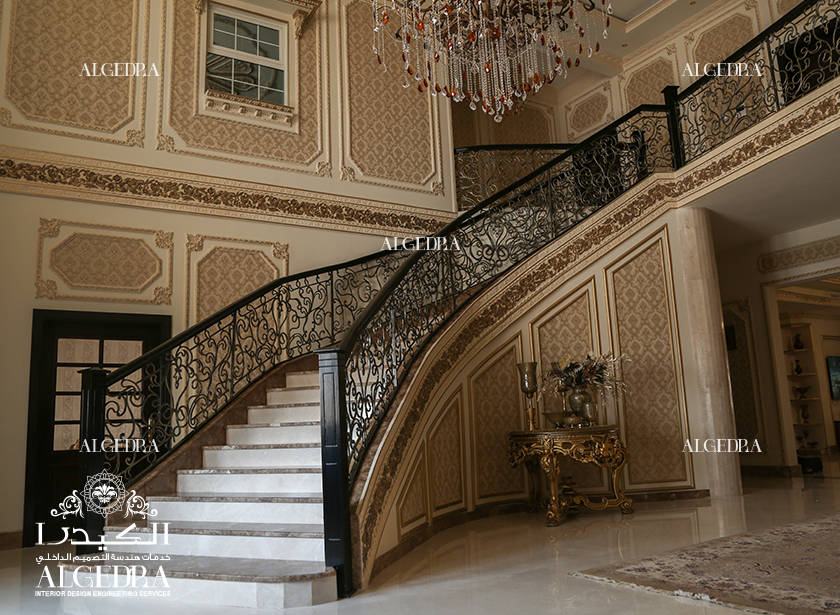 Hall entrance stairs of elegant luxury villa interior in dubai | homify