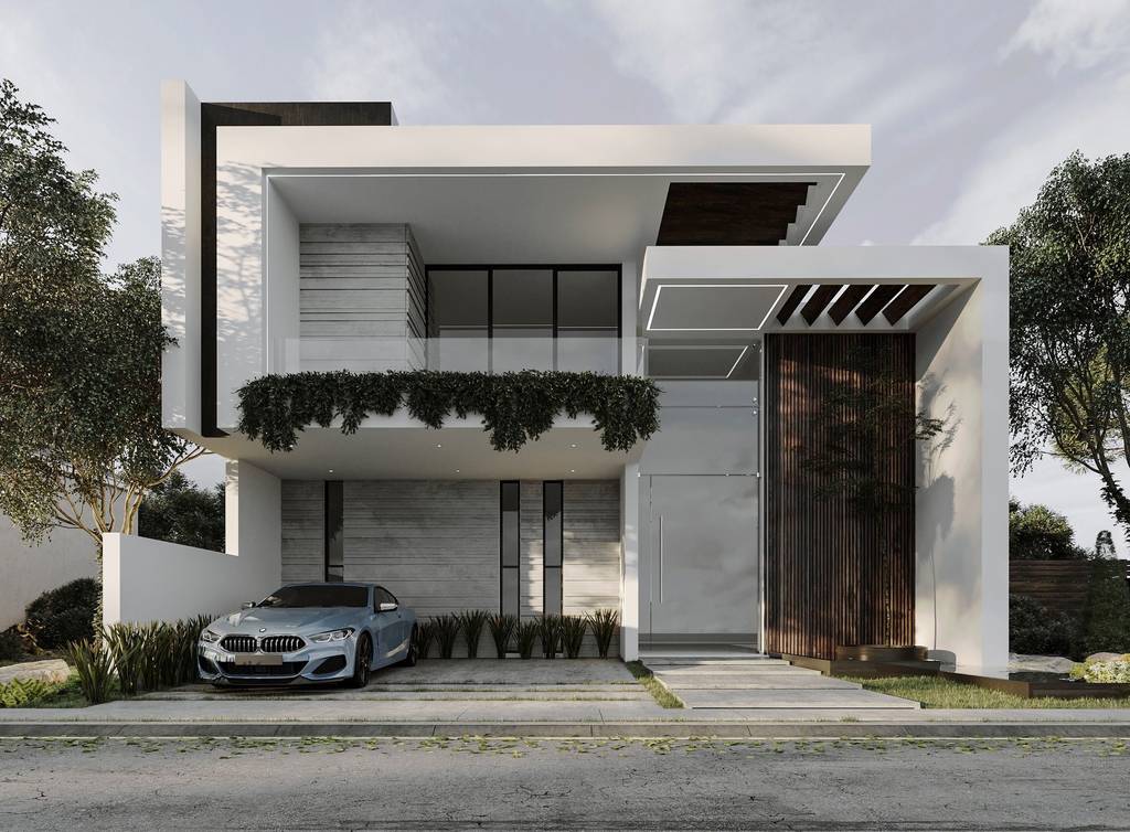Residencia de lujo con balcón en recámara principal y entrada de ...