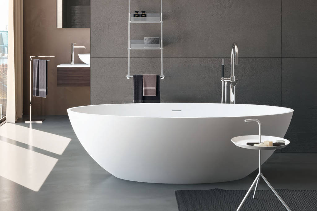 Vasca da bagno freestanding in solid surface bianco lucido o bianco ...
