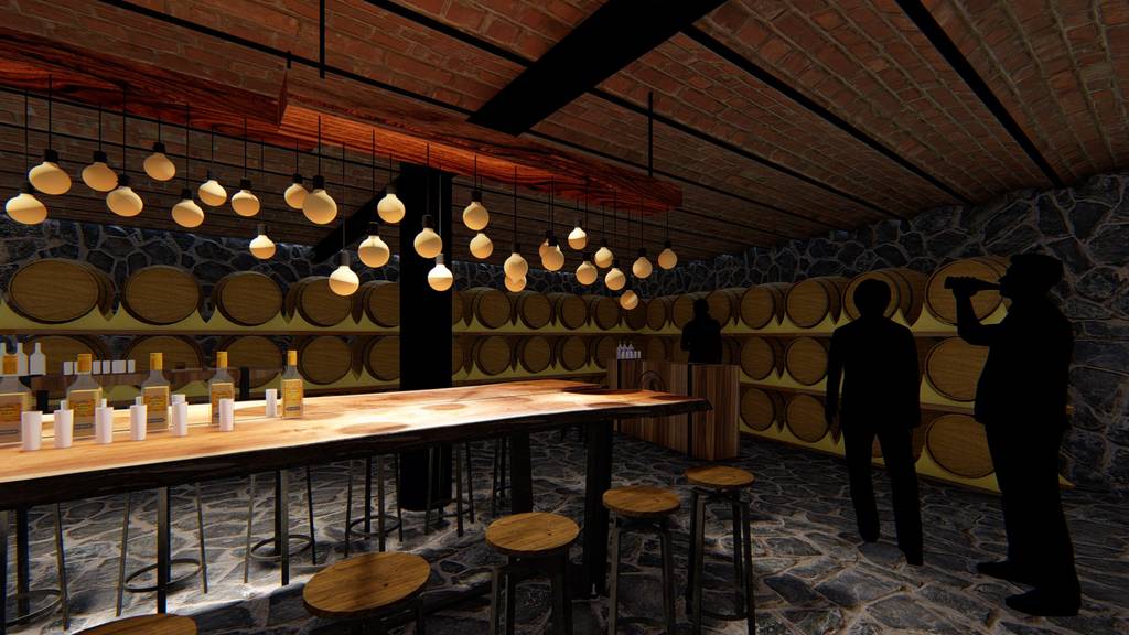 Proyecto interiores cava destilería casa marengo, verde lavanda | homify