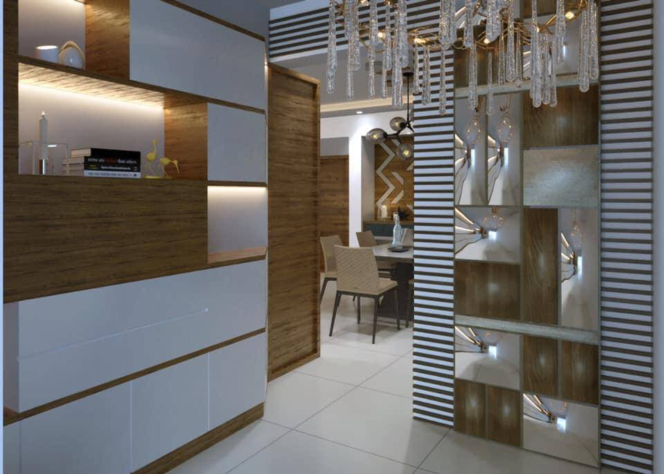 Foyer area welcomed with customised wall panelling and console unit ...