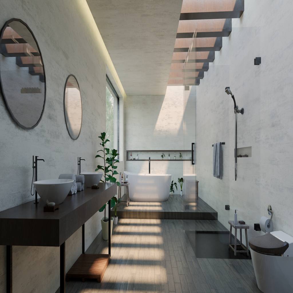 Casa modelo construtech & technology bim baños minimalistas concreto ...