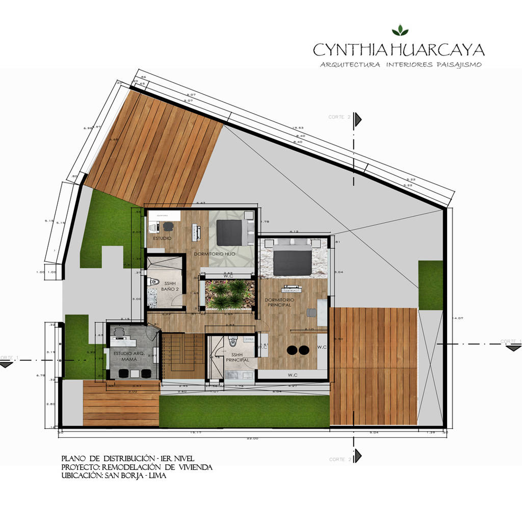Planta de distribución – 2do piso cynthia huarcaya - diseño interior y ...