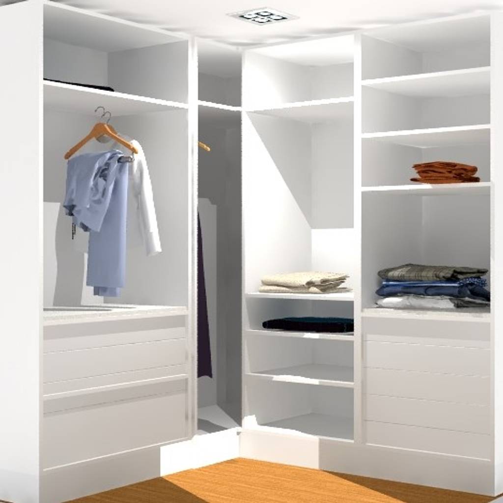 Walk-in-closet melamina cor linho tessuto, dioni home design | homify