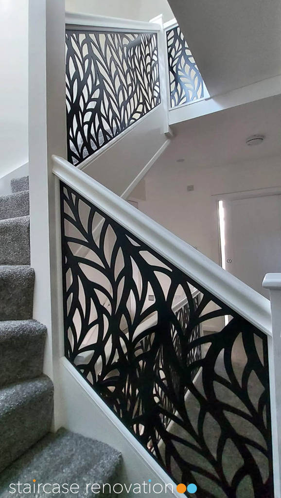 Staircase makeover with laser cut balustrade infill panels | homify
