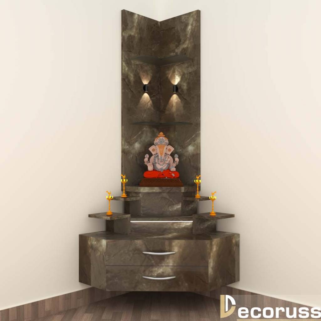 3d corner temple design in living room at khurram nagar site | homify