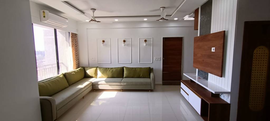 Classic and elegant living room with beautiful wall lights and very ...