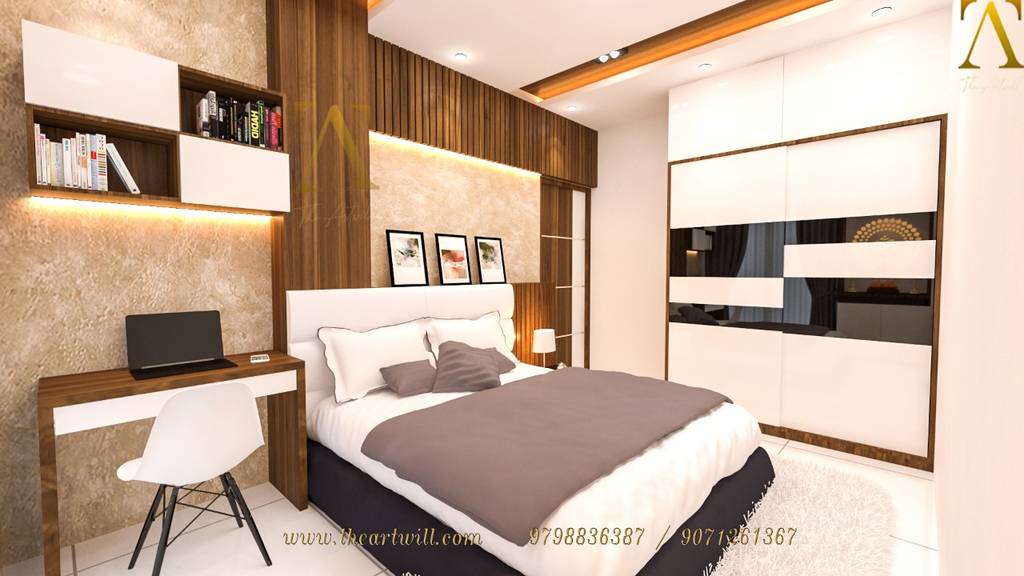 Bed room designs with tv unit and side study table | homify