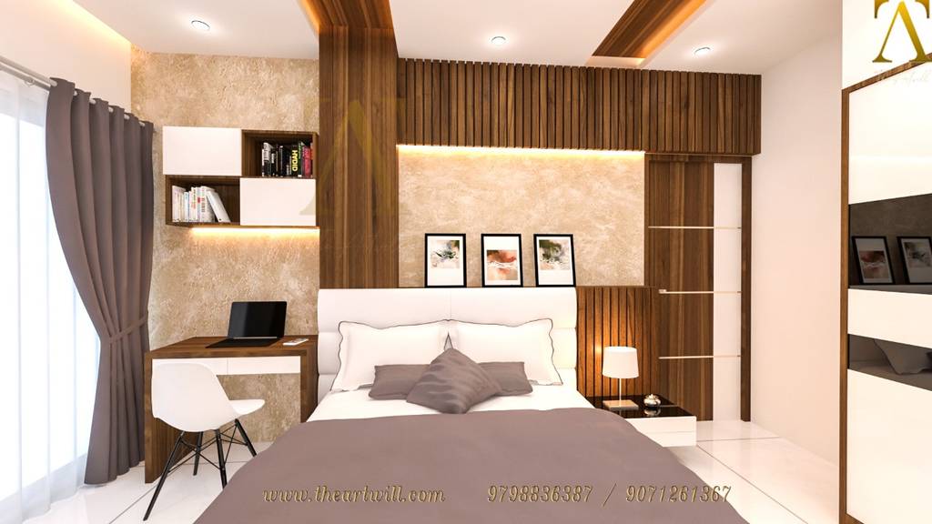 Bed room designs with tv unit and side study table | homify