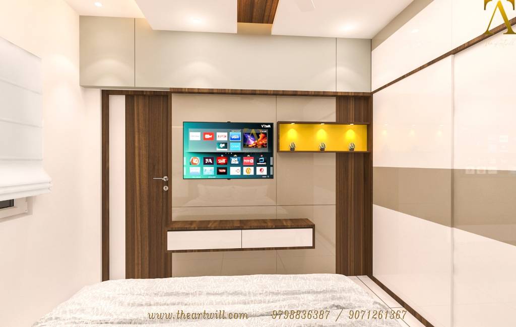 Bed room designs with tv unit and side study table | homify