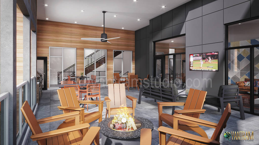 3d interior visualization of sky lounge in new york city by 3d architectural animation company ...