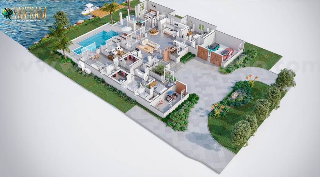 3d floor plan design services for villa in miami | homify