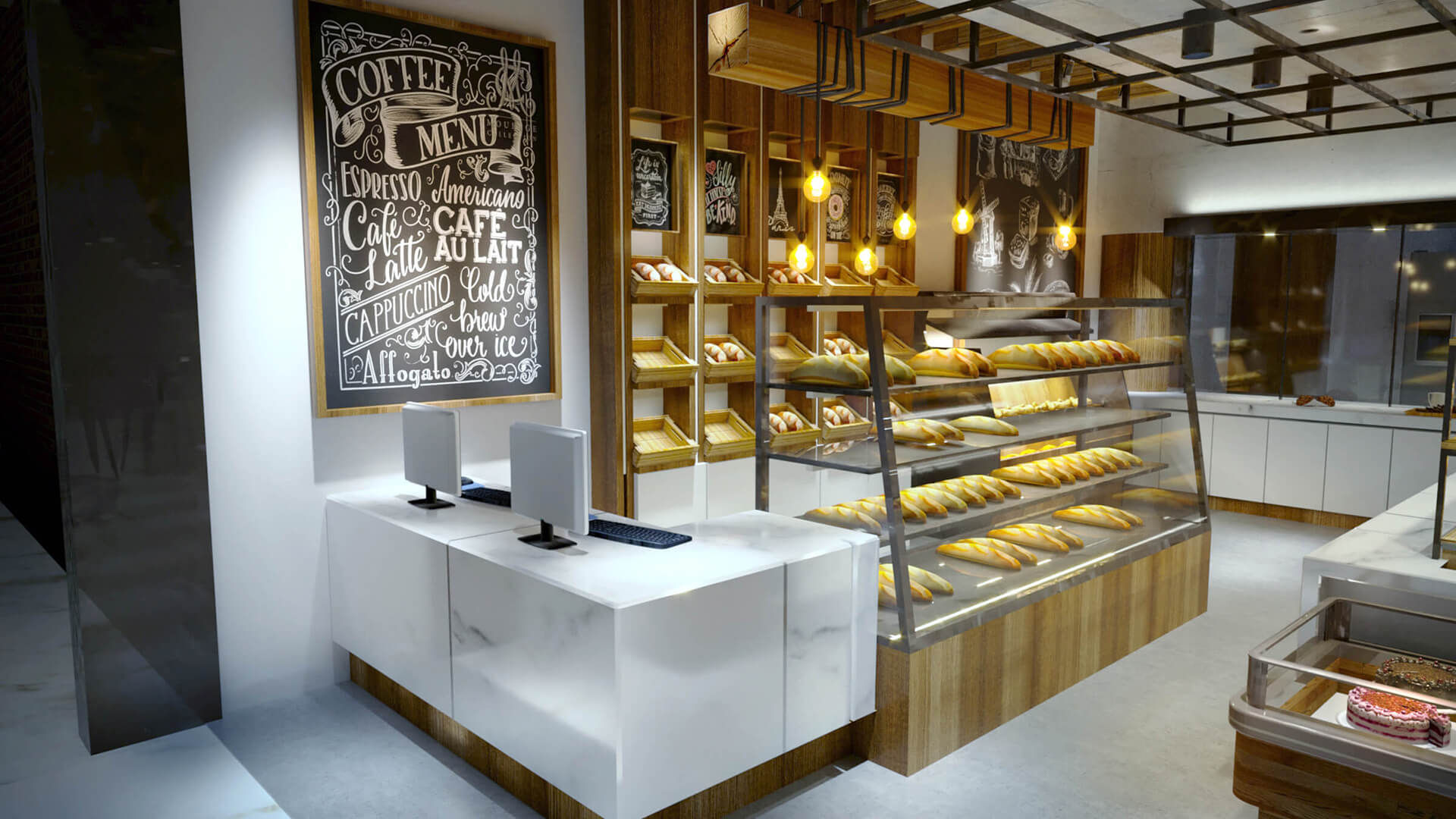 Projeto de fachada moderna para cafeteria delicatessen no Rio de ...