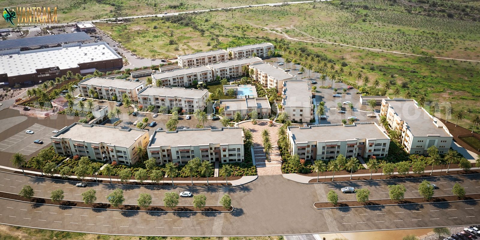 Residential Architectural Renderings Aerial View Axonometric View Of A